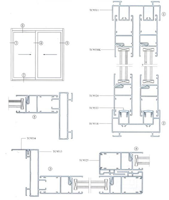 Non-insulated T4 Exterior Aluminum Sliding Window Frame Extrusion ...